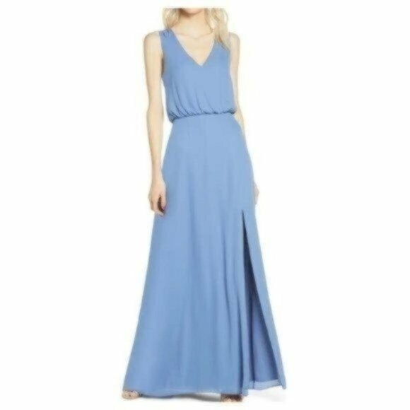 Wayf | Dresses | Wayf Womens Blue Vneck Sleeveless Side Slit The Bella ...